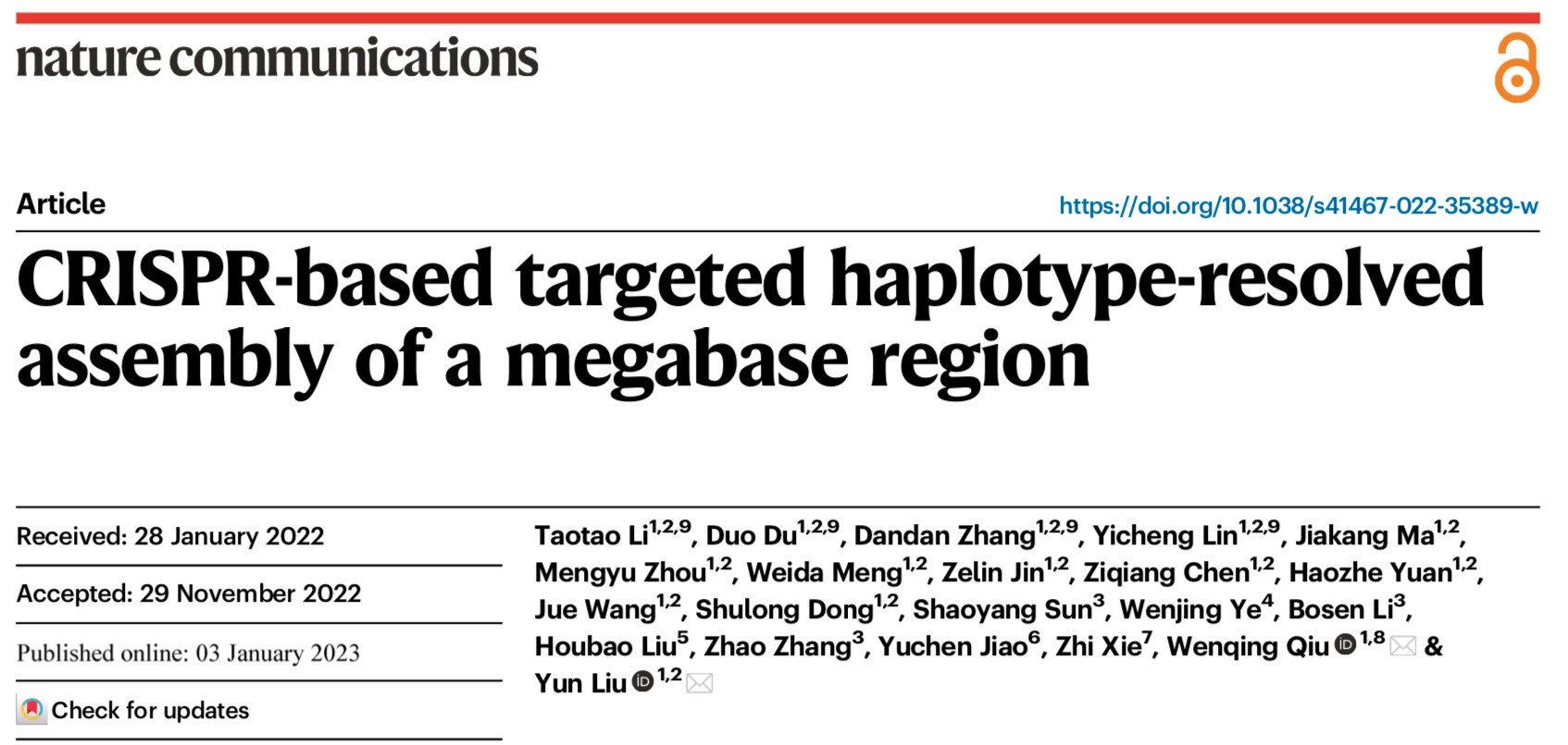 Nat. Commun. | 刘贇团队开发一种基于CRISPR对MHC区域进行靶向单体型组装的新方法